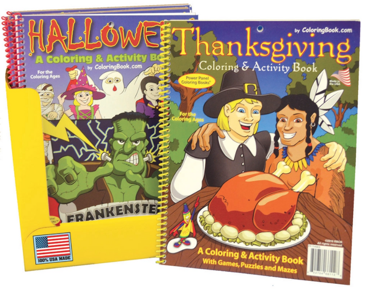 24 Pack Coloring Book Display 12 Halloween and 12 Thanksgiving ...