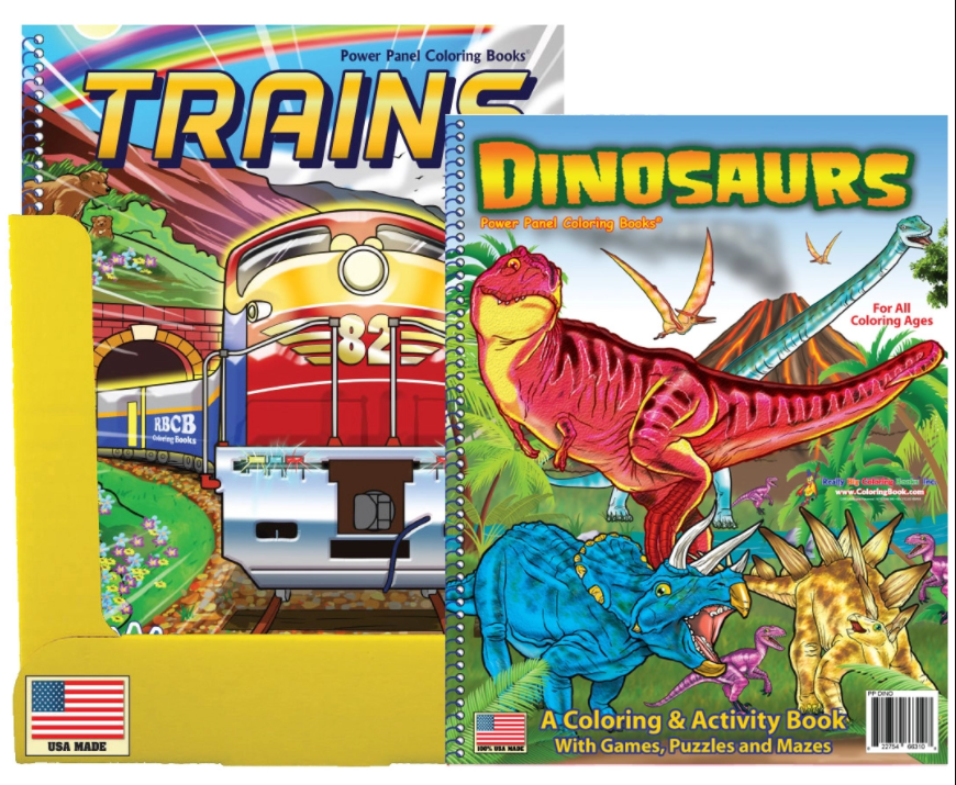 24 Pack Coloring Book Display 12 Trains and 12 Dinosaurs – Wholesale ...